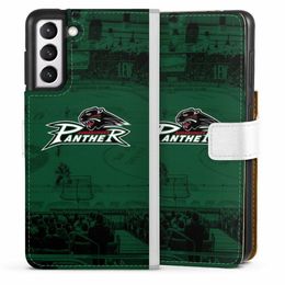 DeinDesign Handyhülle Logo Augsburger Panther Offizielles Lizenzprodukt, Samsung Galaxy S21 5G Hülle Handy Flip Case Wallet Cover, weiß
