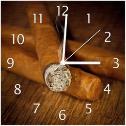 Wallario Wanduhr Zigarre am Abend (Aluverbunduhr), mit weißen Zeigern