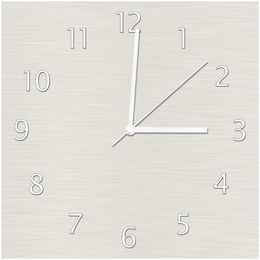 Wallario Wanduhr Beige (Aluverbunduhr), gelb, mit weißen Zeigern