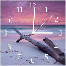 Wallario Wanduhr Abendhimmel bei Sonnenuntergang (Aluverbunduhr), blau, mit weißen Zeigern