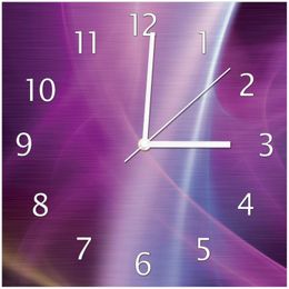 Wallario Wanduhr Abstraktes Muster in violett lila pink schwarz (Aluverbunduhr), mit weißen Zeigern