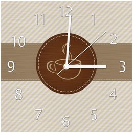 Wallario Wanduhr Kaffee-Menü - Logo Symbol für Kaffee (Aluverbunduhr), mit weißen Zeigern