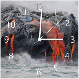 Wallario Wanduhr Lavastrom ins Meer (Aluverbunduhr), schwarz, mit weißen Zeigern