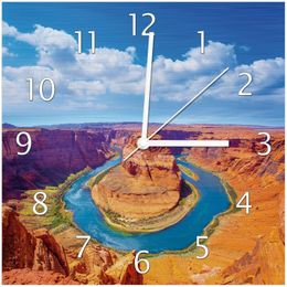 Wallario Wanduhr Hufeisenförmiger Mäander des Colorado River (Aluverbunduhr), blau, mit weißen Zeigern