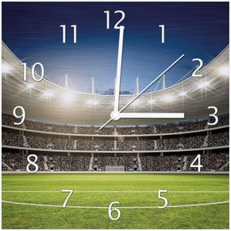 Wallario Wanduhr Fußballstadion Mittellinie (Aluverbunduhr), grün, mit weißen Zeigern