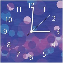 Wallario Wanduhr Blaue Kreise mit pink - harmonisches Muster (Aluverbunduhr), lila, mit weißen Zeigern