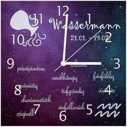 Wallario Wanduhr Sternzeichen Wassermann (Aluverbunduhr), mit weißen Zeigern