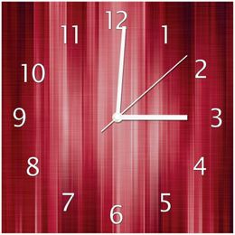 Wallario Wanduhr Rot und schwarz gestreift - Abstraktes Streifenmuster (Aluverbunduhr), mit weißen Zeigern
