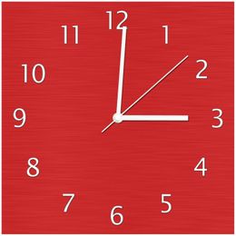 Wallario Wanduhr Rot (Aluverbunduhr), mit weißen Zeigern