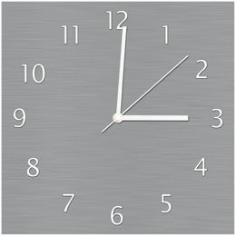 Wallario Wanduhr Grau (Aluverbunduhr), mit weißen Zeigern