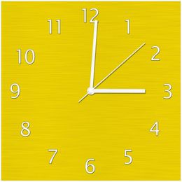 Wallario Wanduhr Gelb (Aluverbunduhr), mit weißen Zeigern