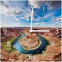 Wallario Wanduhr Grand Canyon (Aluverbunduhr), blau, mit weißen Zeigern