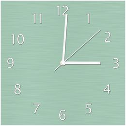 Wallario Wanduhr Pastellgrün (Aluverbunduhr), mit weißen Zeigern