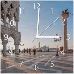 Wallario Wanduhr Venedig - Dogenpalast, Markusplatz und San Giorgio Maggiore I (Aluverbunduhr), blau, mit weißen Zeigern