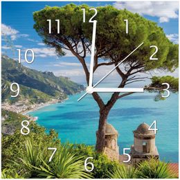 Wallario Wanduhr Italienische Küste (Aluverbunduhr), grün, mit weißen Zeigern