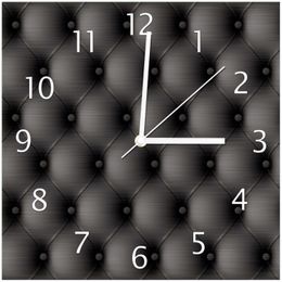 Wallario Wanduhr Schwarze Ledertür (Aluverbunduhr), mit weißen Zeigern