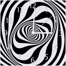 Wallario Wanduhr Optische Täuschung - Zebra Muster - schwarz weiß (Aluverbunduhr), mit weißen Zeigern