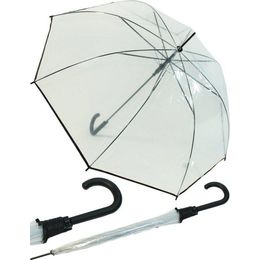 Happy Rain Langregenschirm Transparentschirm durchsichtig mit Einfassband