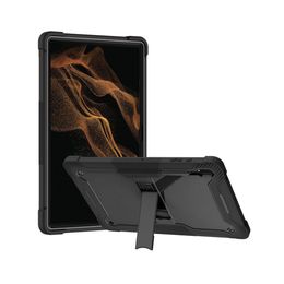 Wigento Tablet-Hülle Für Samsung Galaxy Tab S8 Ultra aufstellbare Outdoor Hybrid Schwarz Tablet Tasche Etuis Cover Case Schutz Robust Neu