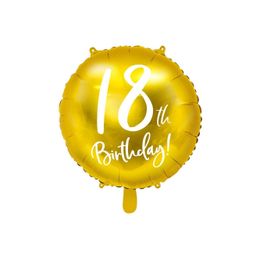 partydeco Luftballon, Folienballon mit Schrift 18th Birthday 45cm gold