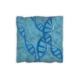 Wallario Dekokissen DNA-Strang in blau auf türkisem Hintergrund