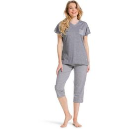 PASTUNETTE Capri-Pyjama Damen Schlafanzug mit Caprihose (2 tlg) Baumwolle