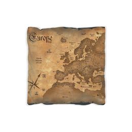 Wallario Dekokissen Alte Weltkarte Karte von Europa in englisch
