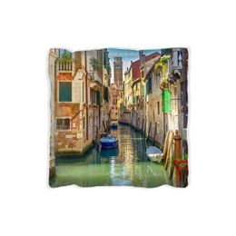 Wallario Dekokissen Urlaub in Venedig Kanal zwischen bunten Häusern