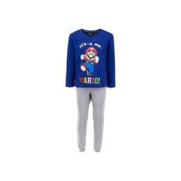 Super Mario Schlafanzug Super Mario langer Schlafanzug Its a me Pyjama Blau