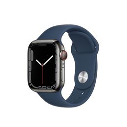 Apple Watch Series 7 GPS + Cellular 41mm Graphite Stainless Steel Case with Abyss Blue Sport Band