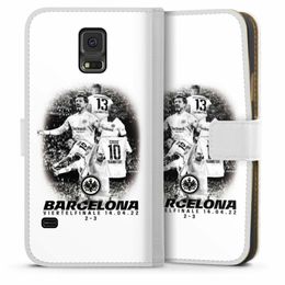 DeinDesign Handyhülle Eintracht Frankfurt Barcelona Offizielles Lizenzprodukt, Samsung Galaxy S5 Neo Hülle Handy Flip Case Wallet Cover, weiß