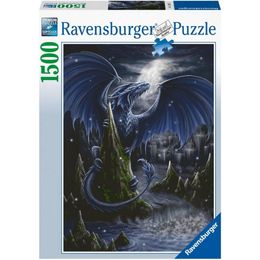 Ravensburger Puzzle Der Schwarzblaue Drache, 1500 Puzzleteile, Made in Germany, FSC® - schützt Wald - weltweit, blau|schwarz