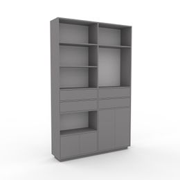 MYCS Aktenregal Hellgrau - Büroregal: Schubladen in Grau & Türen in Grau - Hochwertige Materialien - 151 x 238 x 34 cm, konfigurierbar