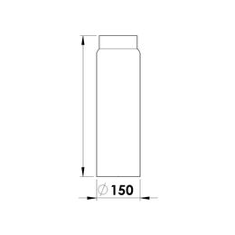 Rauchrohr 150 mm ø 750 mm lang, schwarz