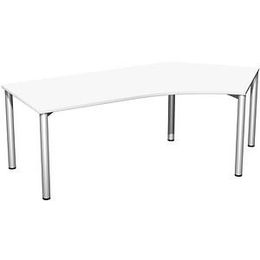 geramöbel geramöbel Flex Schreibtisch weiß, silber L-Form, 5-Fuß-Gestell silber 216,6 x 113,0 cm
