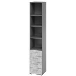 Hammerbacher Regalschrank 964S4, V964S4/G/M/BS grafit, beton 40,0 x 42,0 x 215,6 cm