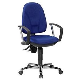 Topstar Bürostuhl New Ergo Steel III, PO39AG26 Stoff blau, Gestell chrom