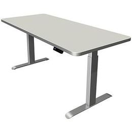 Kerkmann Move 3 Premium elektrisch höhenverstellbarer Schreibtisch lichtgrau rechteckig, T-Fuß-Gestell silber 180,0 x 80,0 cm
