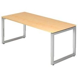 Hammerbacher RS19 höhenverstellbarer Schreibtisch ahorn rechteckig, Kufen-Gestell silber 180,0 x 80,0 cm