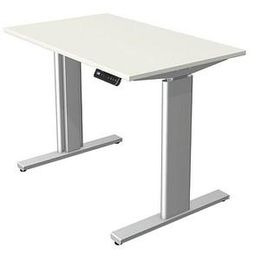 Kerkmann Move 3 tube elektrisch höhenverstellbarer Schreibtisch weiß rechteckig, T-Fuß-Gestell silber 100,0 x 60,0 cm