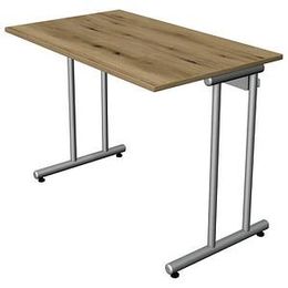 Kerkmann Smart office Schreibtisch eiche rechteckig, C-Fuß-Gestell silber 100,0 x 60,0 cm