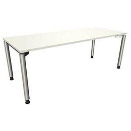 FM fastline höhenverstellbarer Schreibtisch weiß rechteckig, 4-Fuß-Gestell silber 200,0 x 80,0 cm