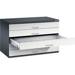 C+P CP 7100 Planschrank schwarzgrau, lichtgrau 5 Schubladen 110,0 x 76,5 x 76,0 cm