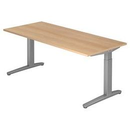 Hammerbacher XB19 höhenverstellbarer Schreibtisch eiche, silber rechteckig, C-Fuß-Gestell silber 180,0 x 80,0 cm