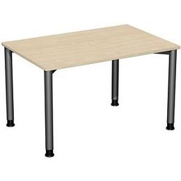 geramöbel geramöbel Flex höhenverstellbarer Schreibtisch ahorn, anthrazit rechteckig, 4-Fuß-Gestell grau 120,0 x 80,0 cm