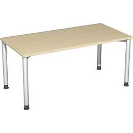 geramöbel geramöbel Flex höhenverstellbarer Schreibtisch ahorn, silber rechteckig, 4-Fuß-Gestell silber 160,0 x 80,0 cm