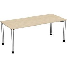 geramöbel geramöbel Flex höhenverstellbarer Schreibtisch ahorn, silber rechteckig, 4-Fuß-Gestell silber 180,0 x 80,0 cm