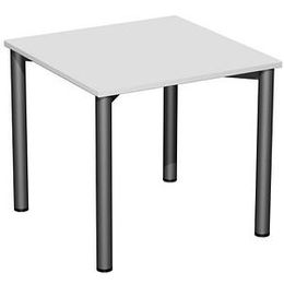 geramöbel geramöbel Flex Schreibtisch lichtgrau, anthrazit quadratisch, 4-Fuß-Gestell grau 80,0 x 80,0 cm
