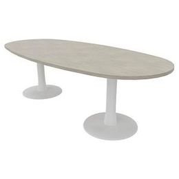 Quadrifoglio Konferenztisch Idea+ beton oval, Säulenfuß weiß, 240,0 x 110,0 x 74,0 cm