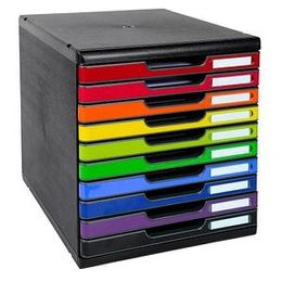Exacompta Schubladenbox Modulo 2x rot, orange, gelb, 2x grün, 2x blau, violett, schwarz 302798D, DIN A4 mit 10 Schubladen